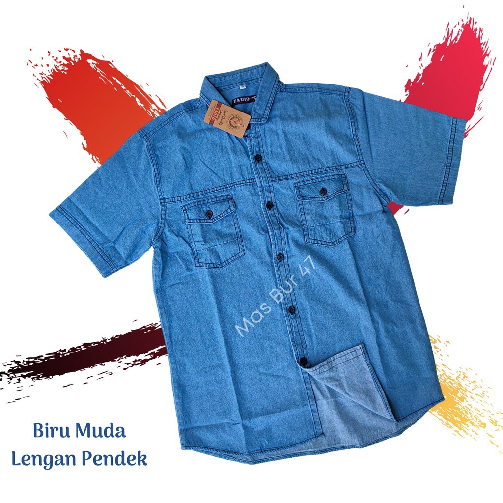 Jual FC56TR Kemeja Jeans Pria Lengan Panjang Denim Distro Kasual Casual ...