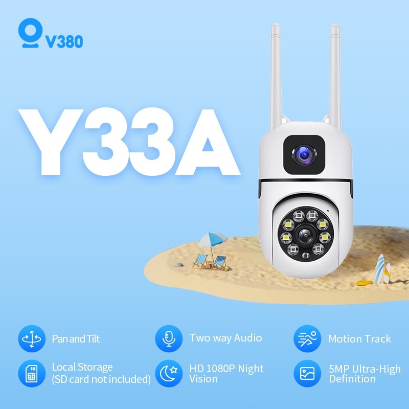 Jual CCTV Outdor Dual Lensa V380 Y33A Dual Lens CCTV Camera Kecil Tahan ...