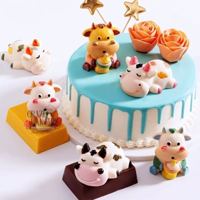 Jual Cetakan Silikon Pudding Lying Sitting Cow Sapi Duduk Minum Tiduran ...