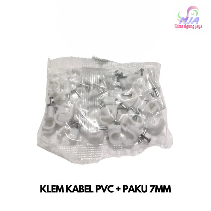 Jual CABLE CLIPS KLEM PIPA KABEL PVC + PAKU SET 7 MM ROUND KABEL PAKU ...