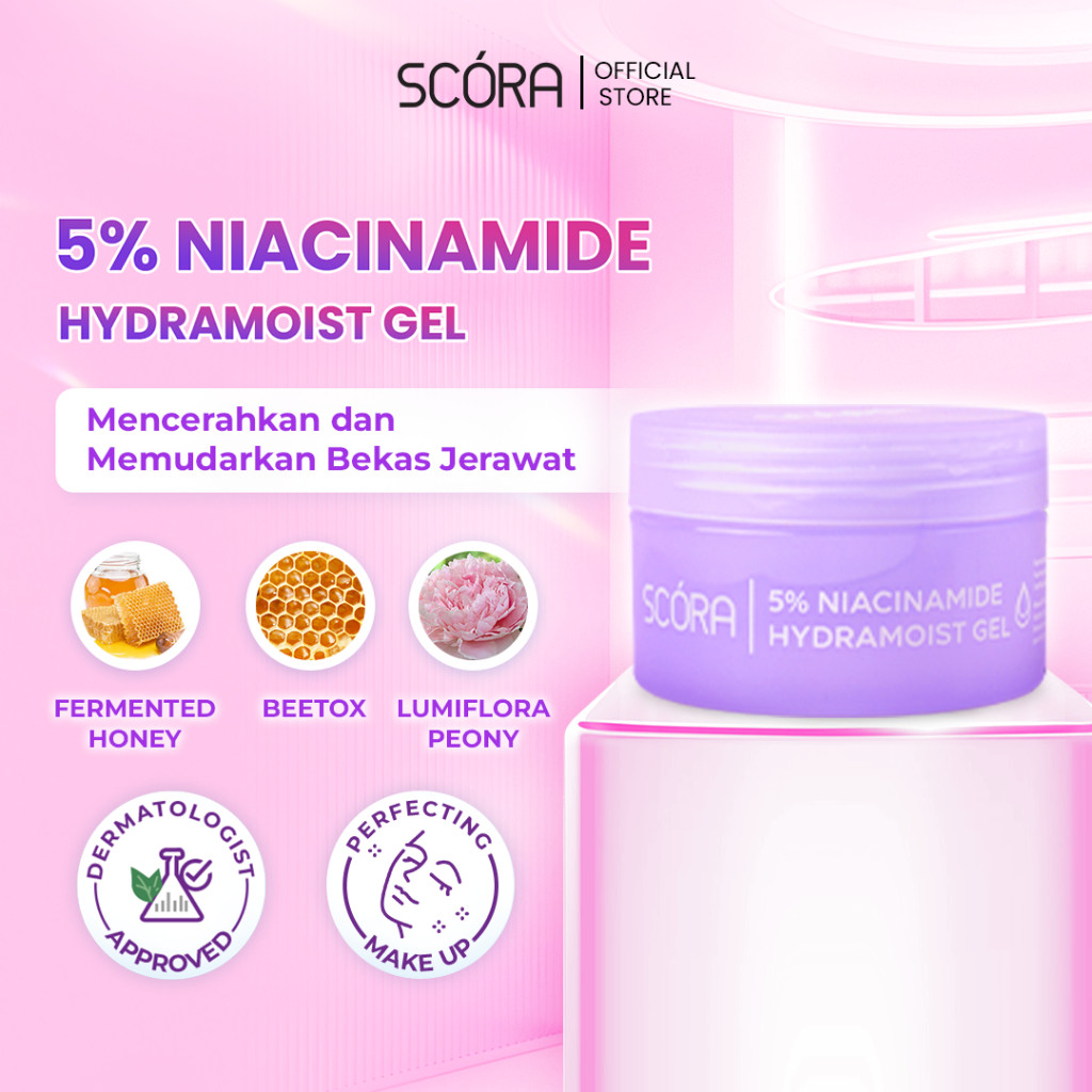 Jual SCORA 5% Niacinamide Hydramoist Gel 40ml Pelembab Wajah yang Mencerahkan Kulit Memperbaiki ...
