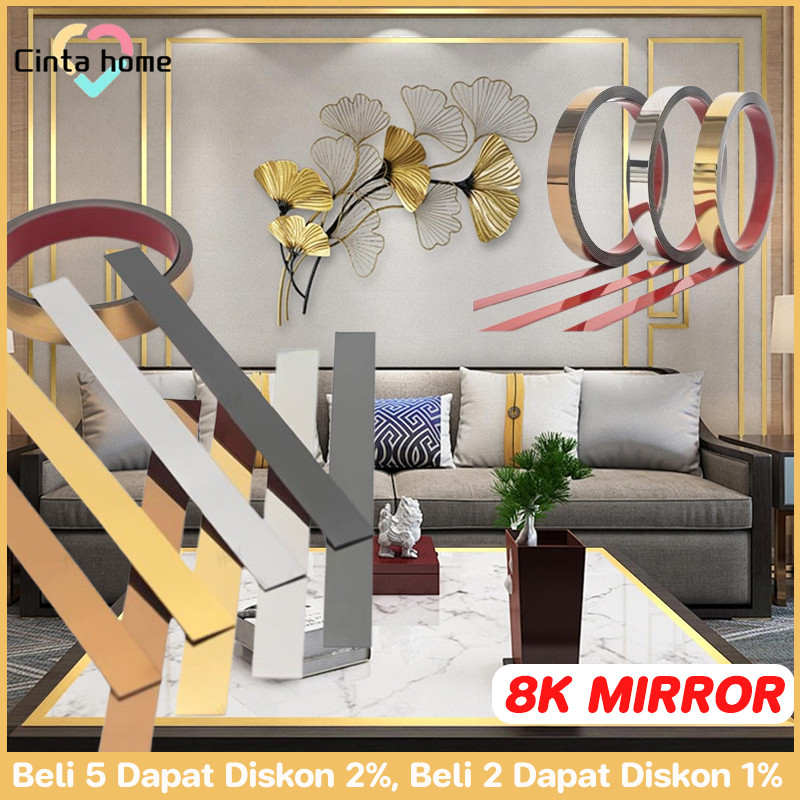 Jual 3M/5M list Plat Strip Mirror Gold Stainless Steel/Dekorasi/list ...