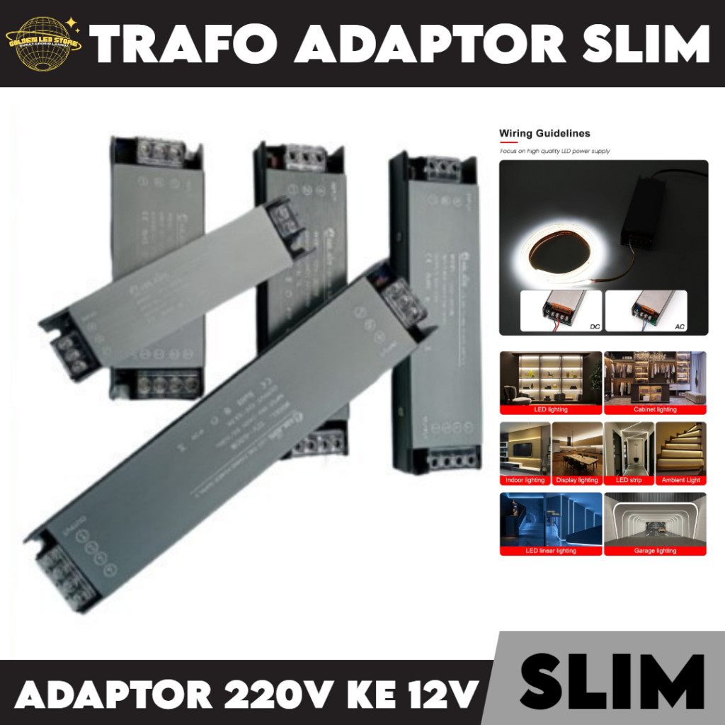 Jual TRAFO ADAPTOR SWITCHING 12V MODEL SLIM / TRAFO SLIM 12V WATERPROOF ...