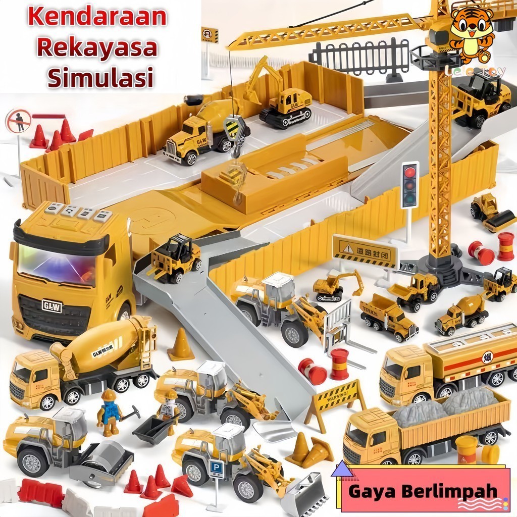Jual Lele Toys 1:55 Mainan Anak Truck Escavator Paduan Plastik Logam ...