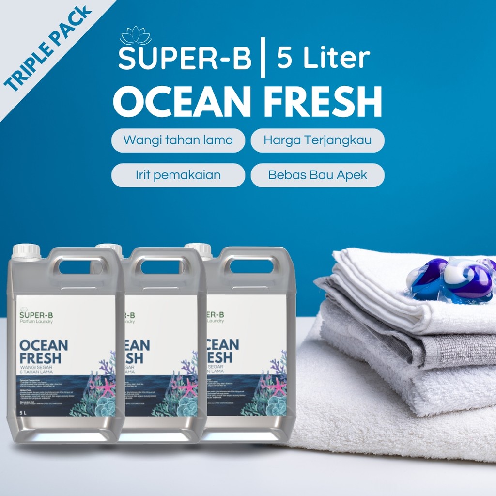 Jual Parfum Laundry Premium SUPER-B 5 Liter Ocean Fresh (TRIPLE PACK ...