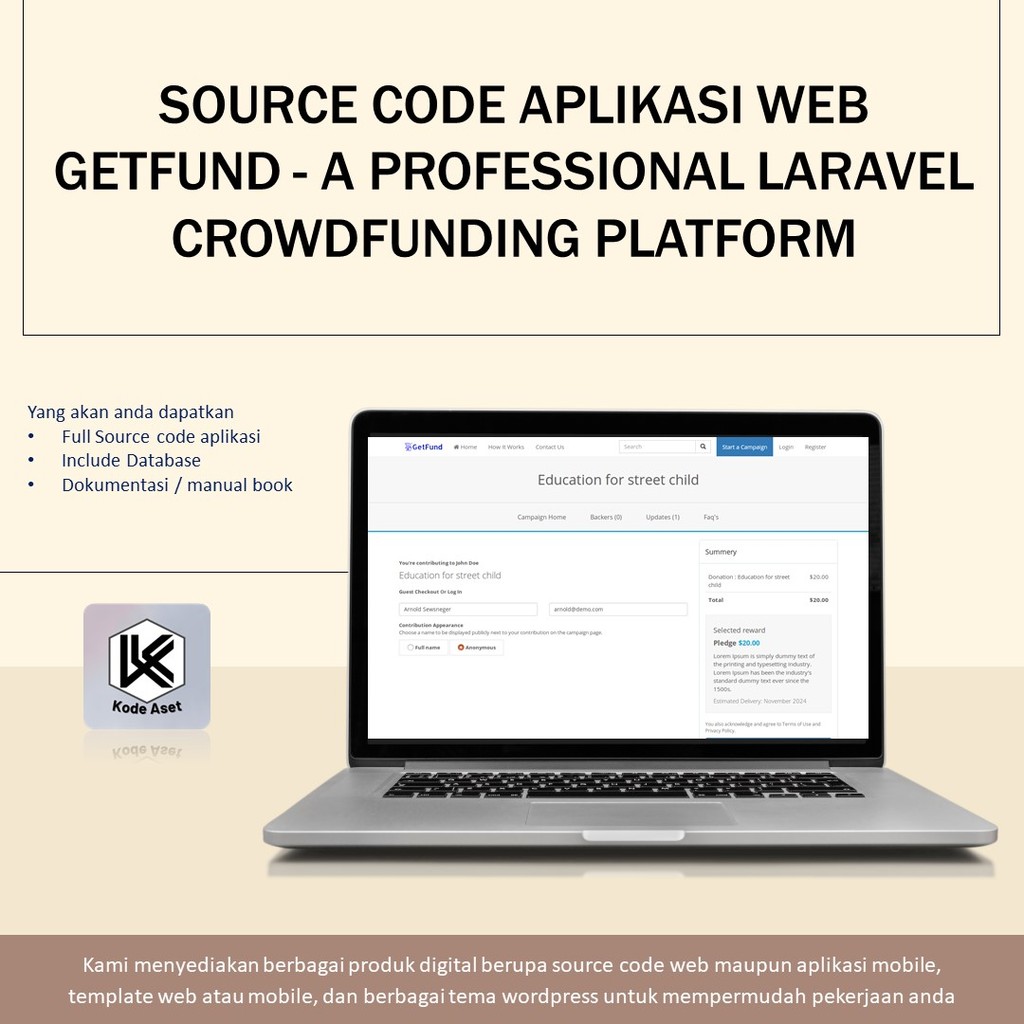Jual SOURCE CODE APLIKASI WEB GETFUND - A PROFESSIONAL LARAVEL CROWDFUNDING PLATFORM | Shopee ...