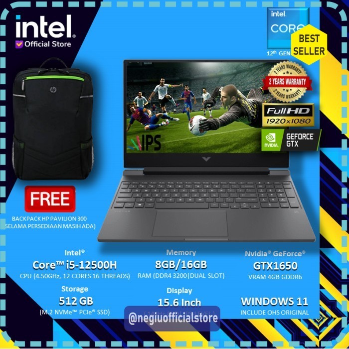 Jual (TTP) HP VICTUS GAMING 15 FA0116TX GTX1650 4GB/ I5 12500H 8GB 512SSD | Shopee Indonesia