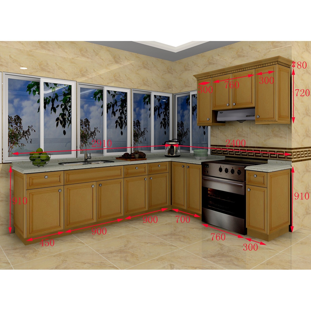 Jual Custom Free 3D Design Navy Blue PVC Vinyl Shaker Kitchen Cupboards ...