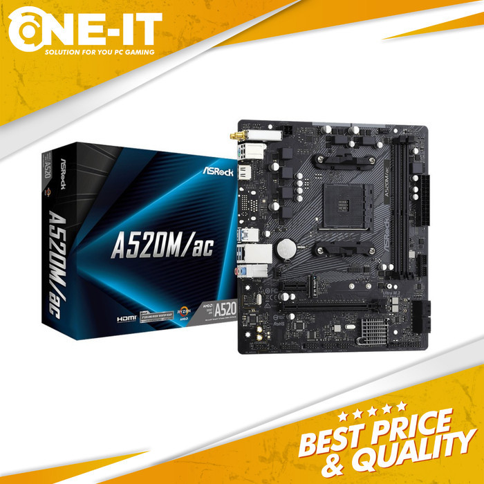 Jual Motherboard ASROCK A520M/AC AMD AM4 A520 DDR4 | Shopee Indonesia