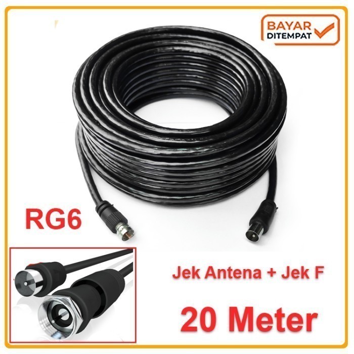 Jual VISERO KABEL ANTENA TV DIGITAL 20 METER + JACK KONEKTOR | Shopee Indonesia