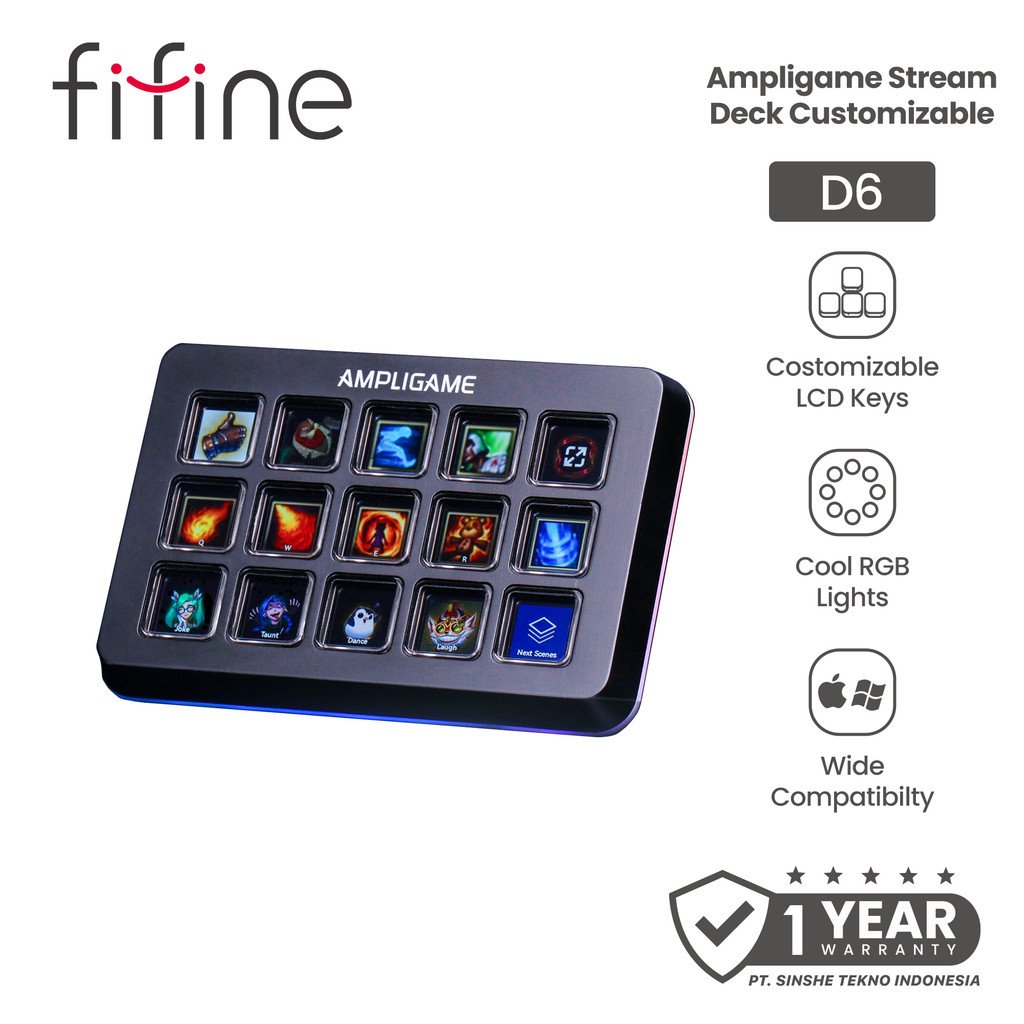 Jual FIFINE AmpliGame D6 Control Pad with 15 Customized Keys Software ...