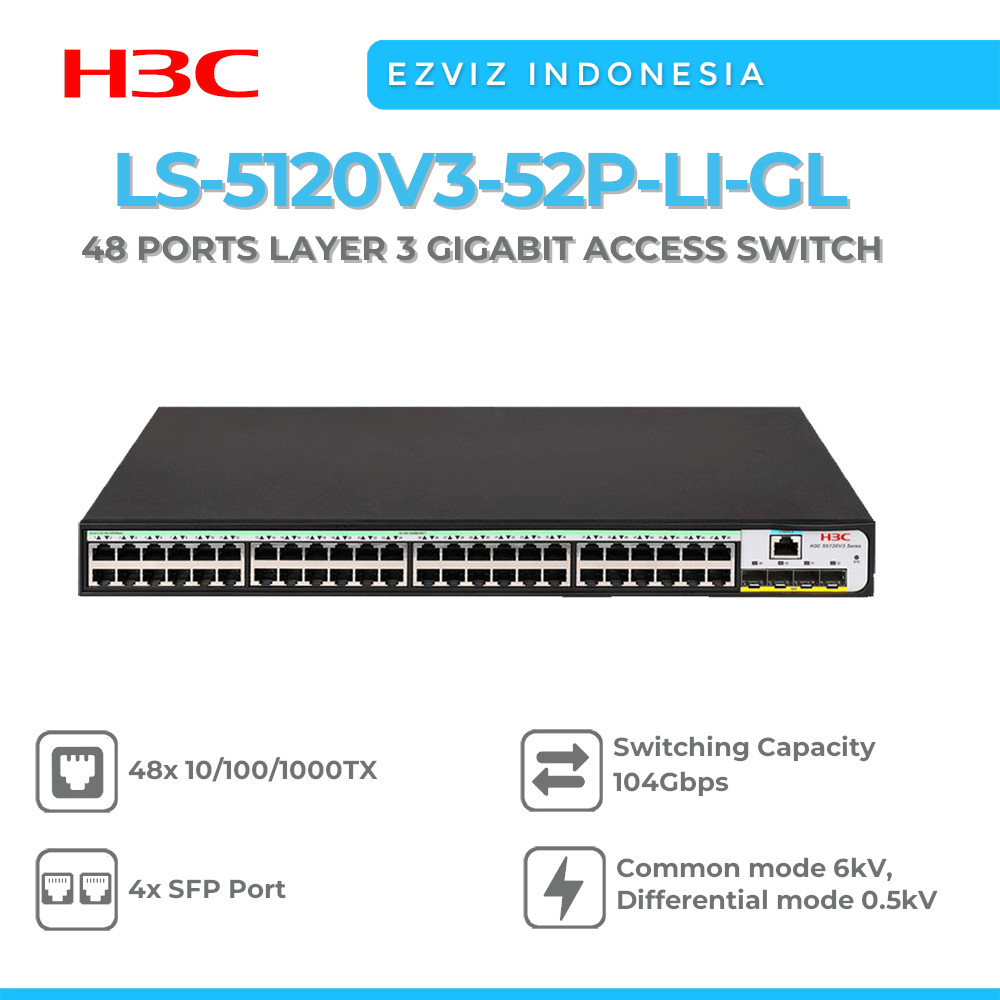 Jual H3C LS-5120V3-52P-LI-GL 48 PORTS LAYER 3 GIGABIT ACCESS MANAGED ...