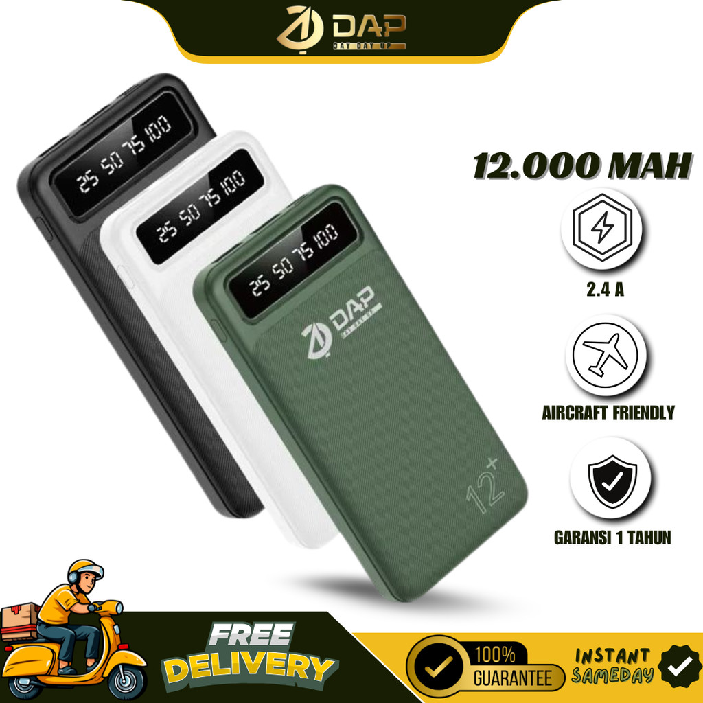 Jual DAP D-P112 PowerBank 12.000mah/10.000mah Dual Input Port Type C & Micro USB Fast Charging ...