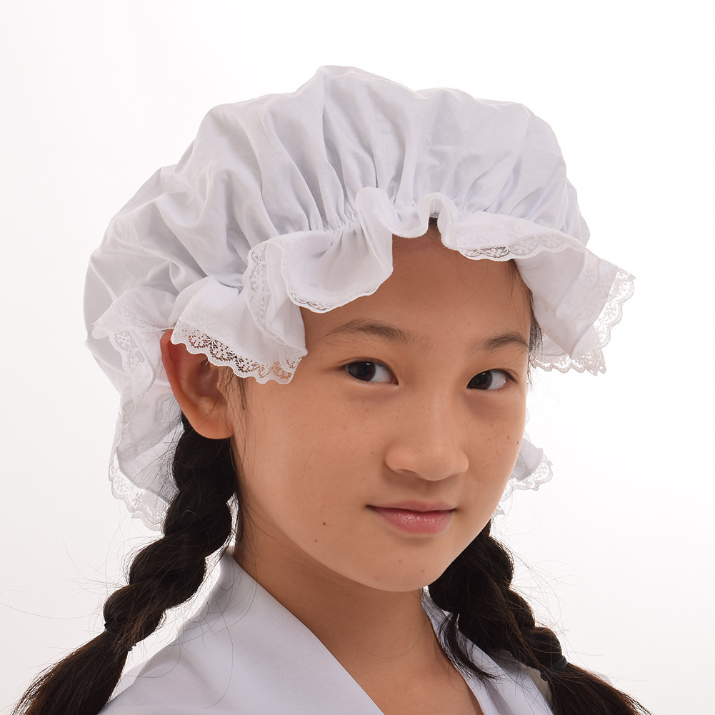 Jual White Cotton Bonnet Hat Girls Mop Hat Vintage Style Colonial ...