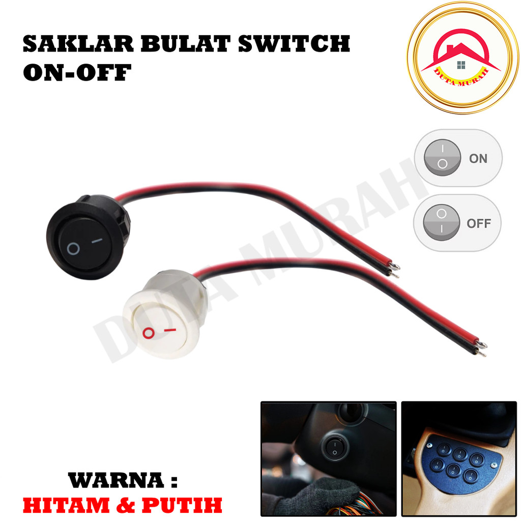 Jual Saklar Switch Bulat On Off 2 Pin Putih Hitam Plus Kabel | Shopee ...