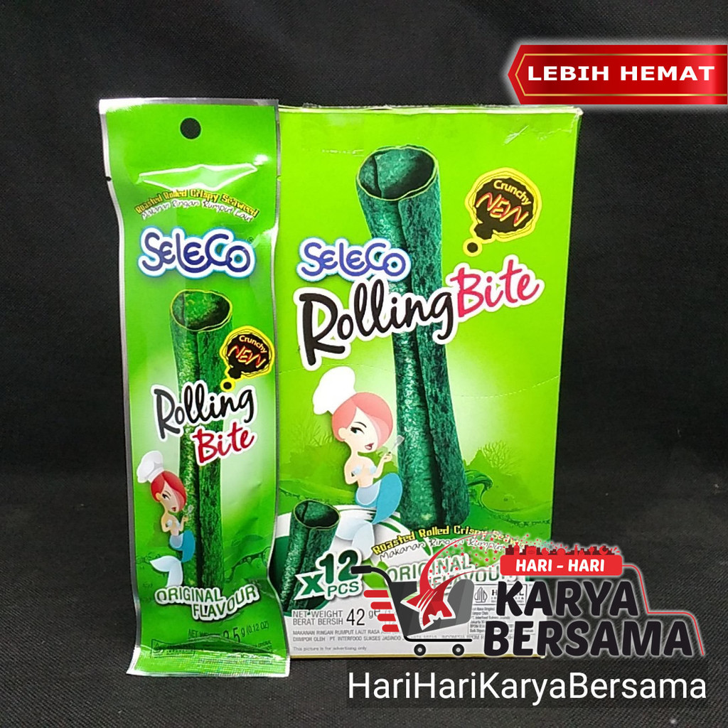 Jual MAKANAN RINGAN SELECO CRISPY SEAWEED ROLLING BITE ORIGINAL BOX 12 ...