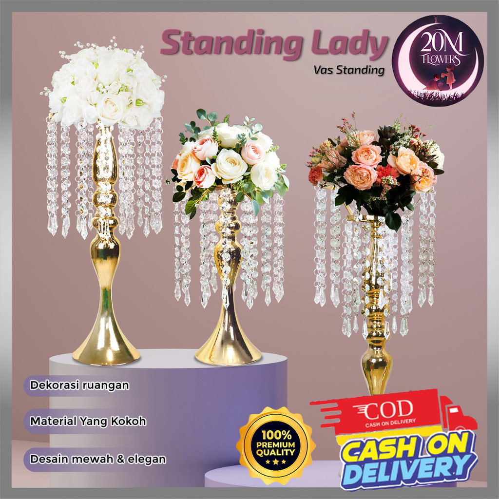 Jual (20M)- VAS BUNGA STANDING LADY DEKOR MEJA PELAMINAN | DEKORASI ...