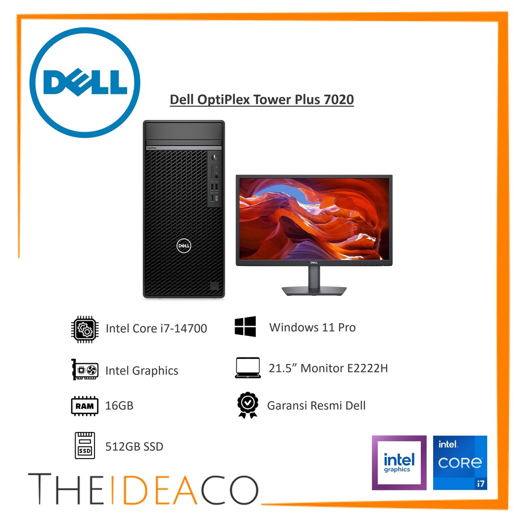 Jual Dell OptiPlex Tower Plus 7020 i7-14700 16GB 512GB SSD 21.5 ...