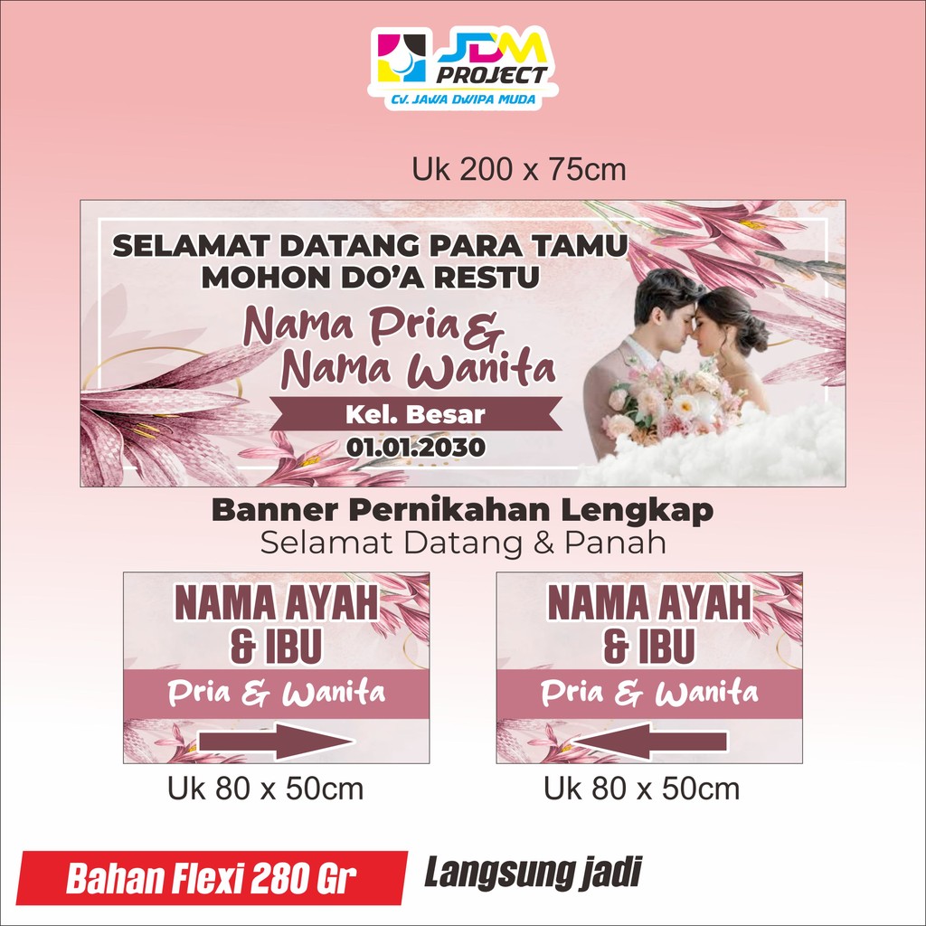 Jual JDM Project - Spanduk banner PAKET NIKAH 3 PCS SELAMAT DATANG ...