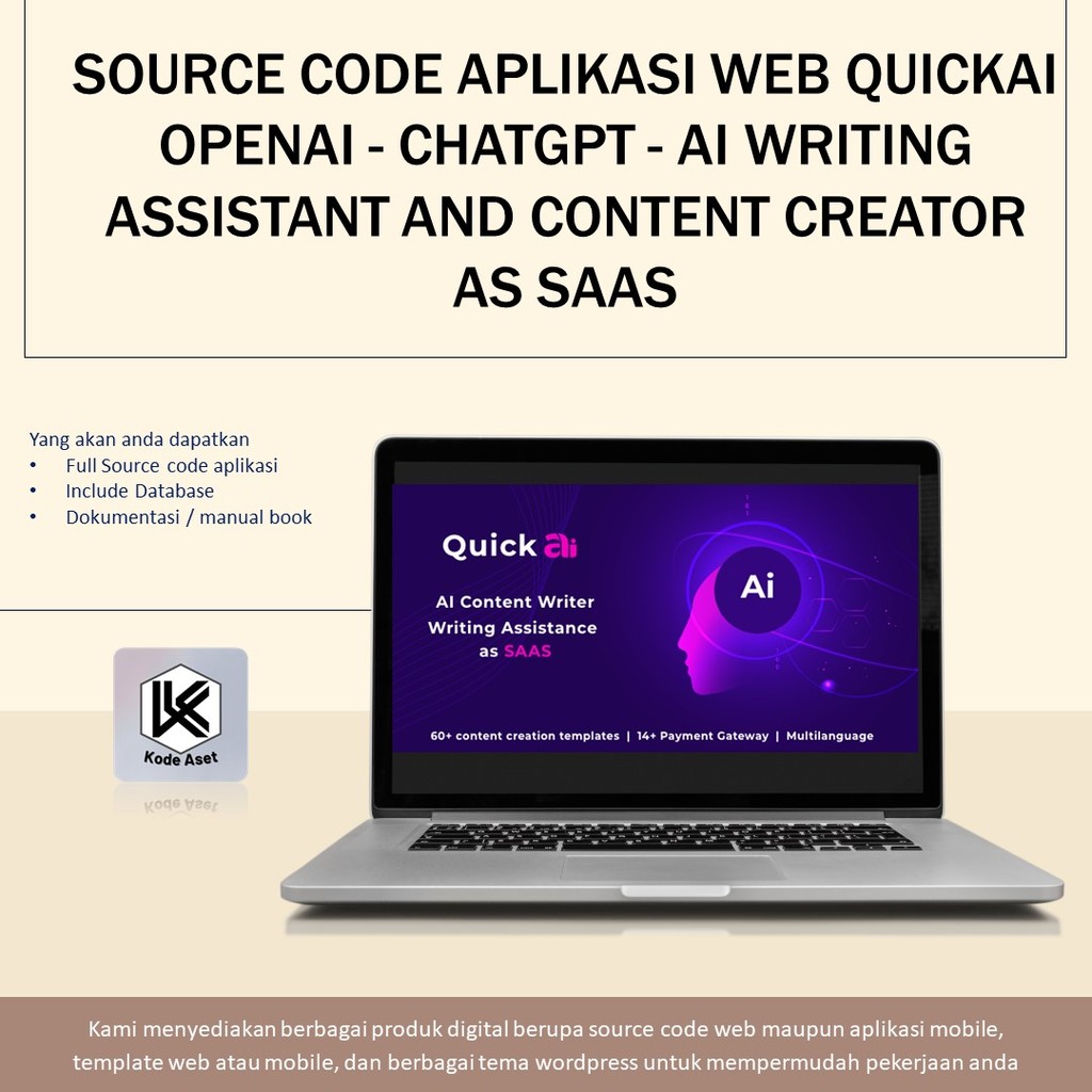 Jual SOURCE CODE APLIKASI WEB QUICKAI OPENAI - CHATGPT - AI WRITING ASSISTANT AND CONTENT ...