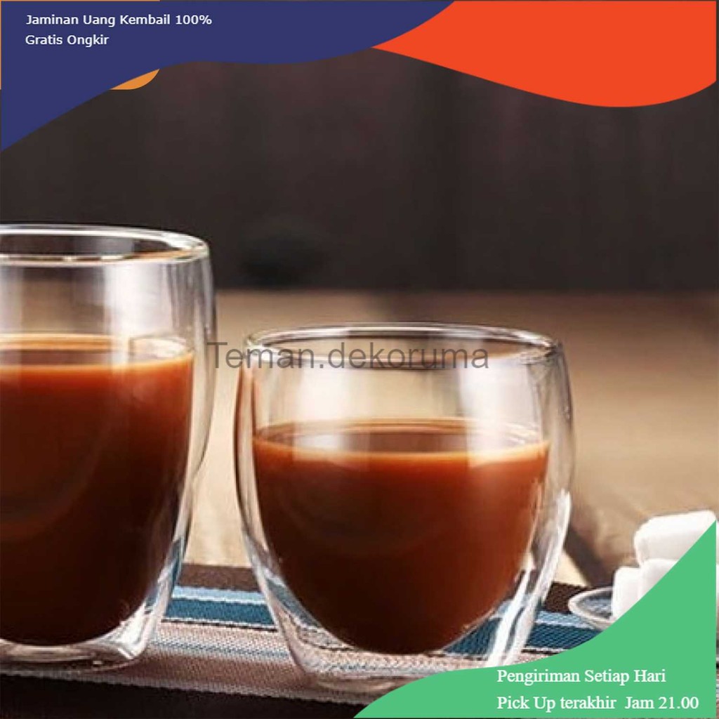 Jual TD - DPR RSCHEF Cangkir Gelas Kopi Tahan Panas Double Wall Glass Round 80ml - RC587 ...