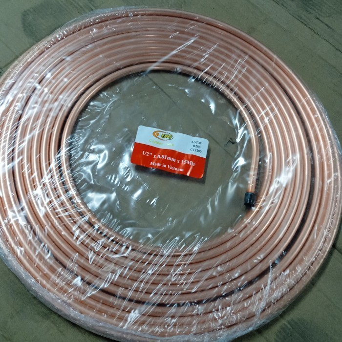 Jual pipa tembaga per roll 1/2" inch x 15mtr tebal 0,81 copper pipe ...