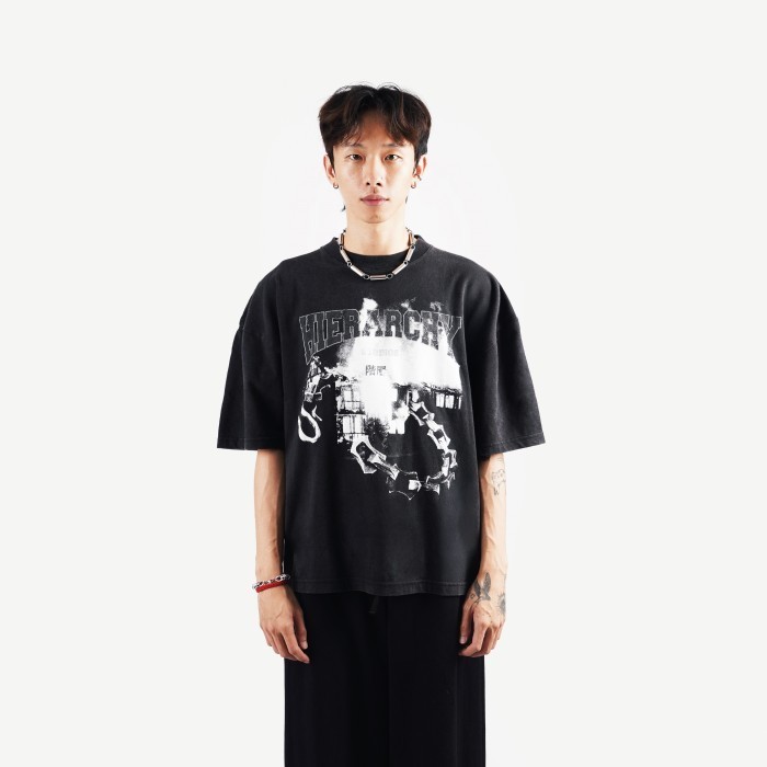 Jual HIERARCHY STUDIOS TMTNW - Washed Black Unchained Boxy Oversized T ...