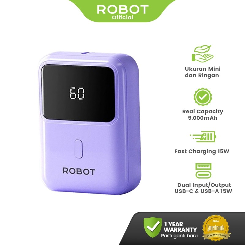 Jual PL 03 ROBOT Powerbank Mini RP-103Q 9000mAh 15W Two Way Fast Charge ...