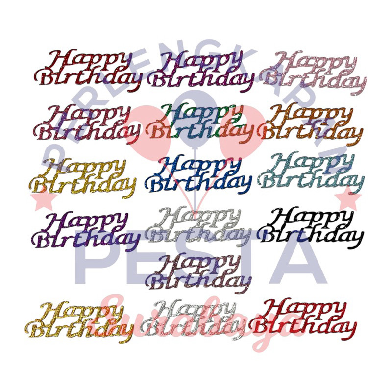 Jual Tulisan HAPPY BIRTHDAY Kain Gliter Kilap Topper Cake | Shopee ...