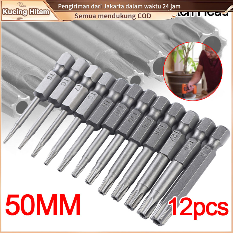 Jual 12 potongan 1/4 "hexagonal plum flower head 50mm liga screwdriver ...