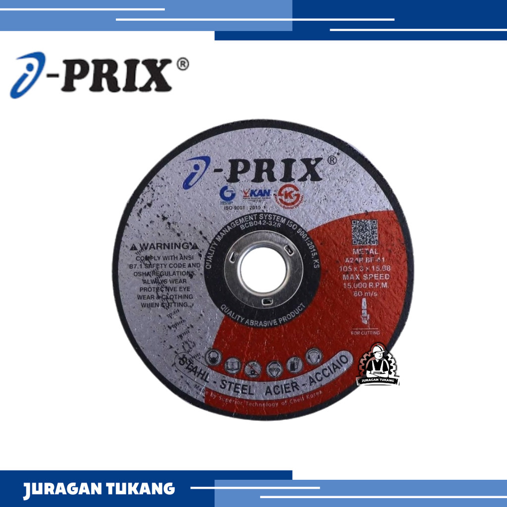 Jual Cutting Wheel Batu Gerinda IPRIX Potong 4" x 3mm Metal merk I-PRIX Sertifikat TKDN grinda ...