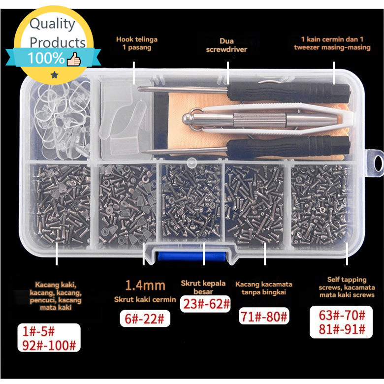 Jual READY STOCK 500PCS Set Reparasi Kacamata Glasses Repair Kit Perlengkapan Kacamata Baut ...
