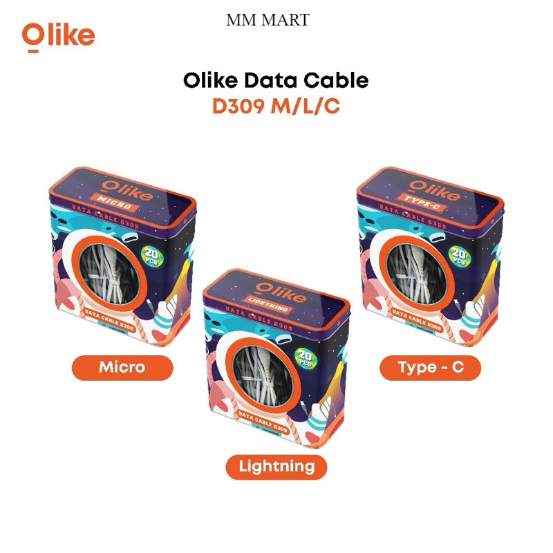 Jual Olike D309 Kabel Data Micro USB / Type-C / Lightning Kaleng isi 20 ...