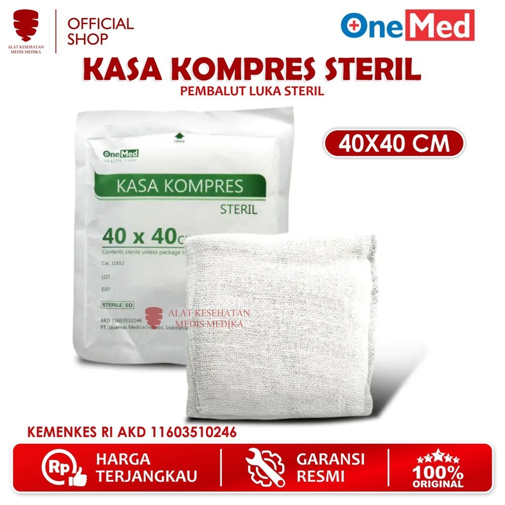 Jual Onemed Kasa Kompres Steril 40cmx40cm Kassa Peralatan P3K 40 cm x ...