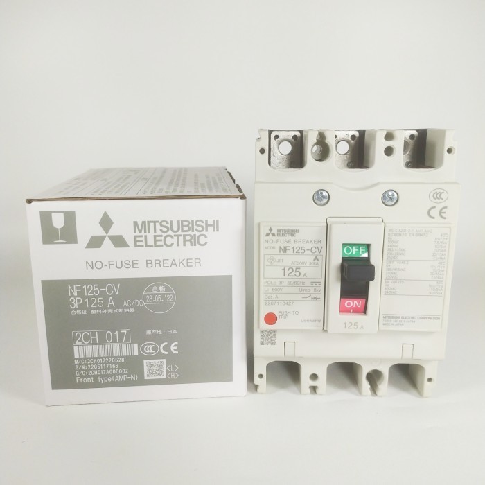 Jual NO FUSE BREAKER NFB MCCB 3P MITSUBISHI NF125-CV 80A / 100A / 125A BEST QUALITY. | Shopee ...