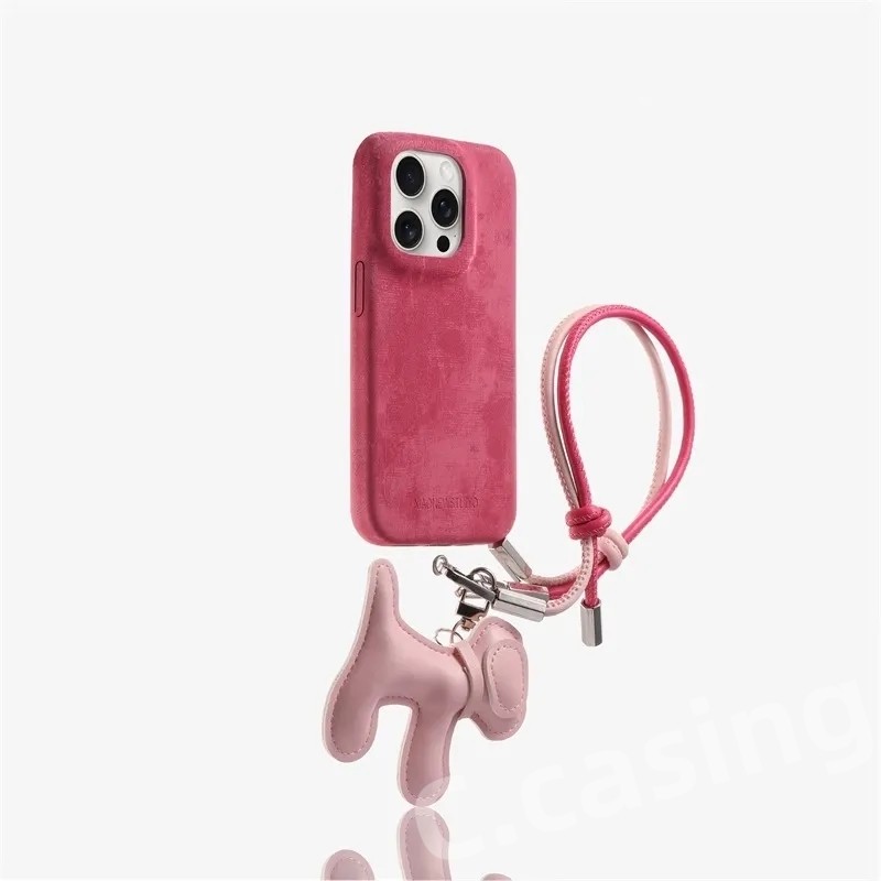 Jual Advanced Velvet Dog Short Rope Case for IPhone 16 15 14 13 Pro Max ...