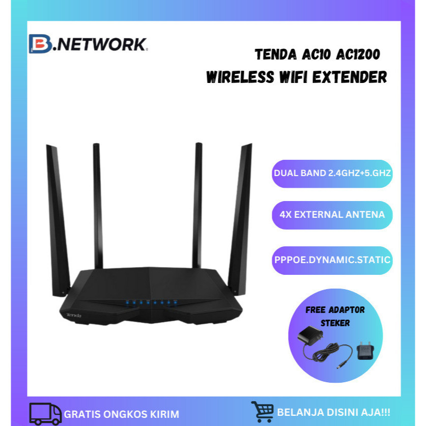 Jual Router Tenda AC10 AC1200 MU-MIMO Dual-Band Gigabit Wireless Router WiFi Bekas Original ...