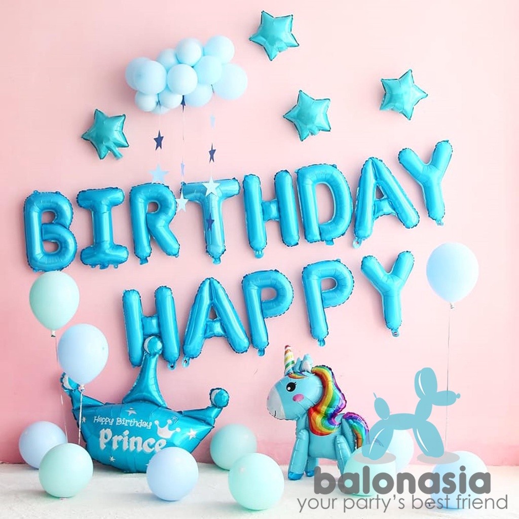 Jual Balonasia Dekorasi Set Ulang Tahun Blue Unicorn | Shopee Indonesia
