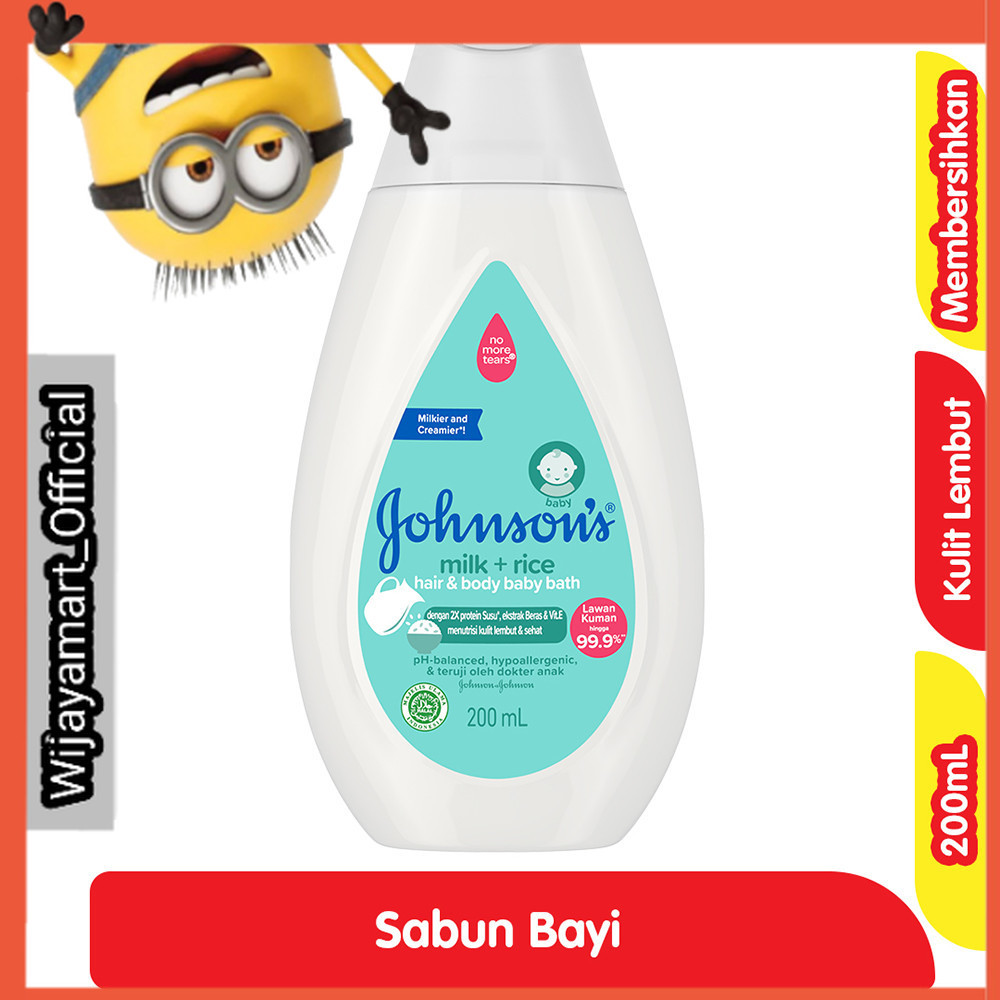 Jual Johnson's Baby Milk + Rice Sabun Mandi & Sampo Bayi Botol 200 ml ...
