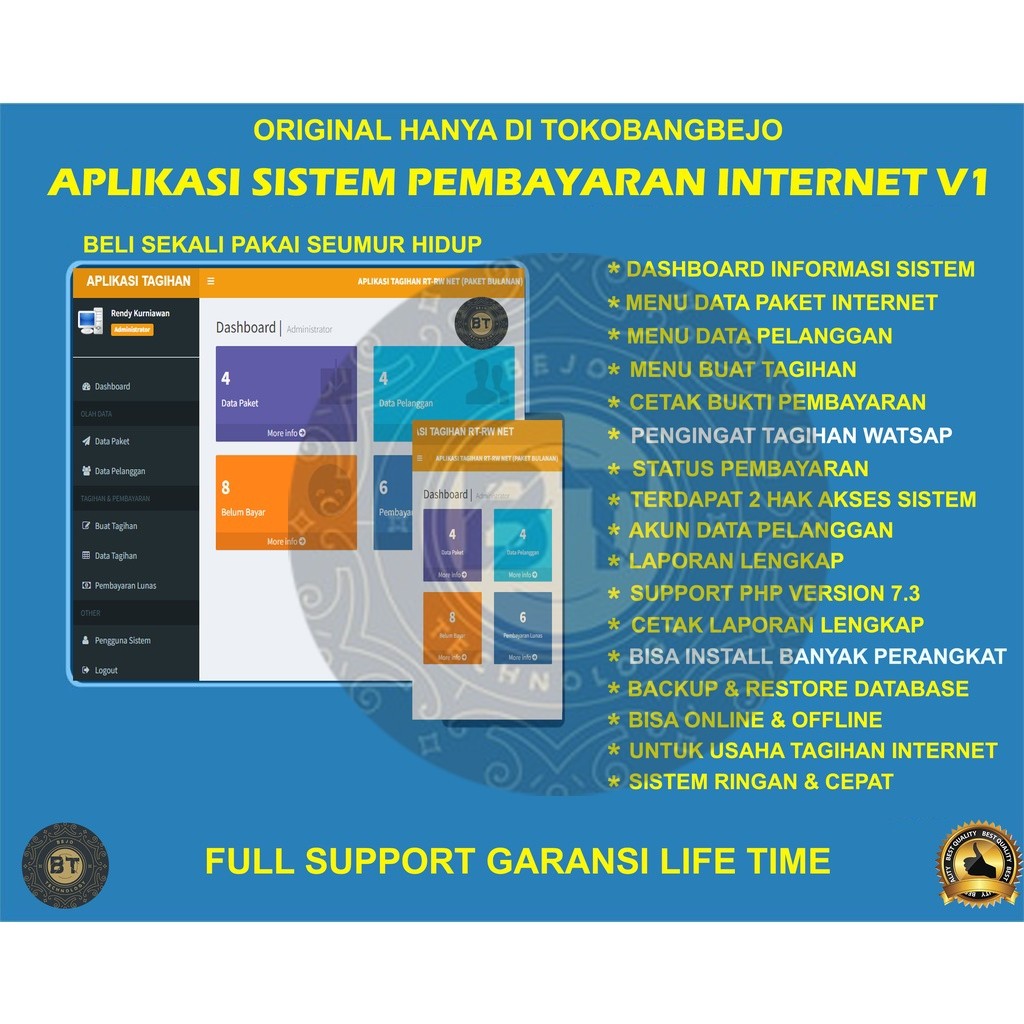 Jual APLIKASI WEB SOURCE CODE SISTEM INFORMASI TAGIHAN INTERNET RT RW UMUM SIAP PAKAI GARANSI ...