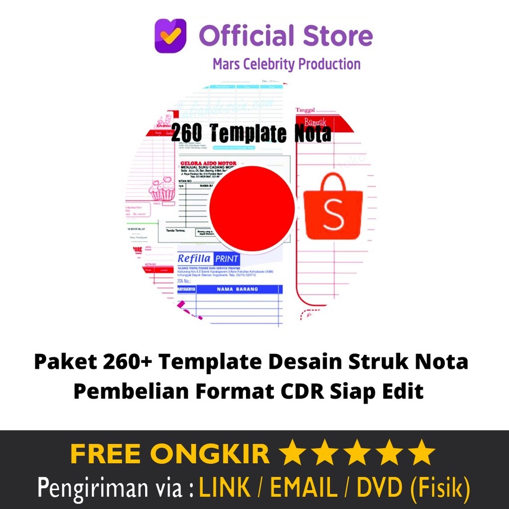 Jual Paket 260+ Template Desain Struk Nota Pembelian Format CDR Siap ...