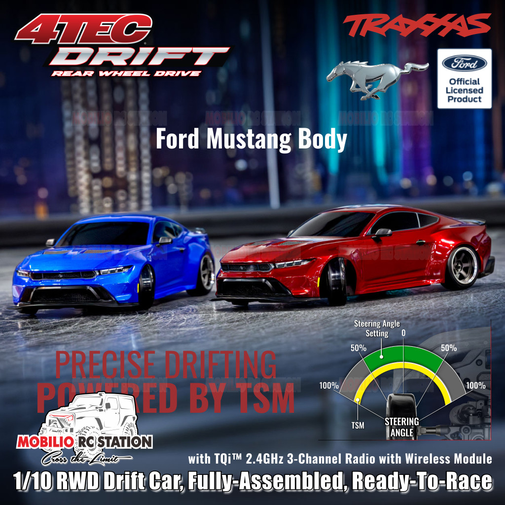 Jual Traxxas Ford Mustang 4-Tec Drift: 1/10 RWD Drift Car Waterproof ...