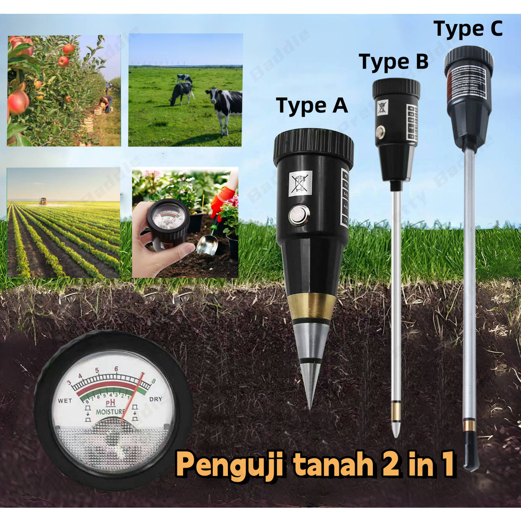 Jual Penguji tanah 2 in 1 Pengukur pH pena Pengukur pH tanah Pengukur ...