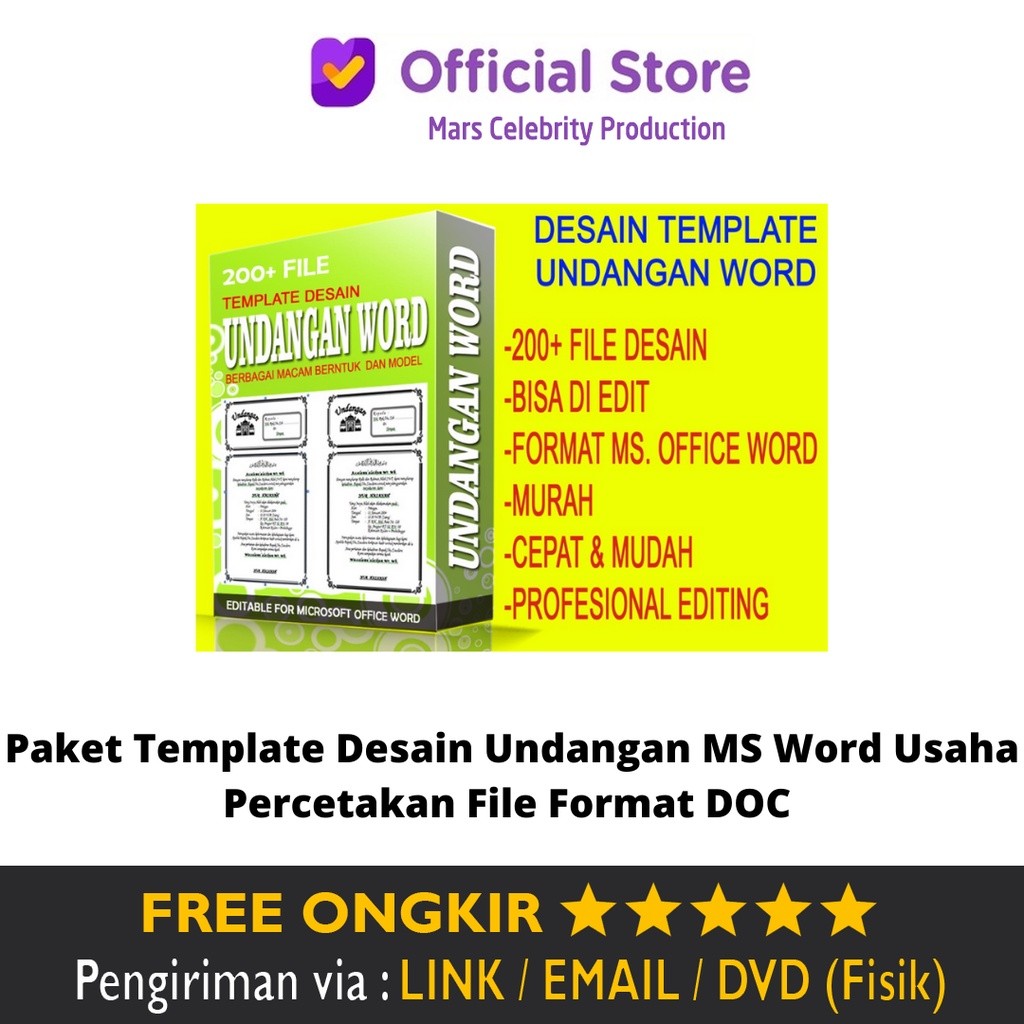 Jual Paket Template Desain Undangan MS Word Usaha Percetakan Edit File ...