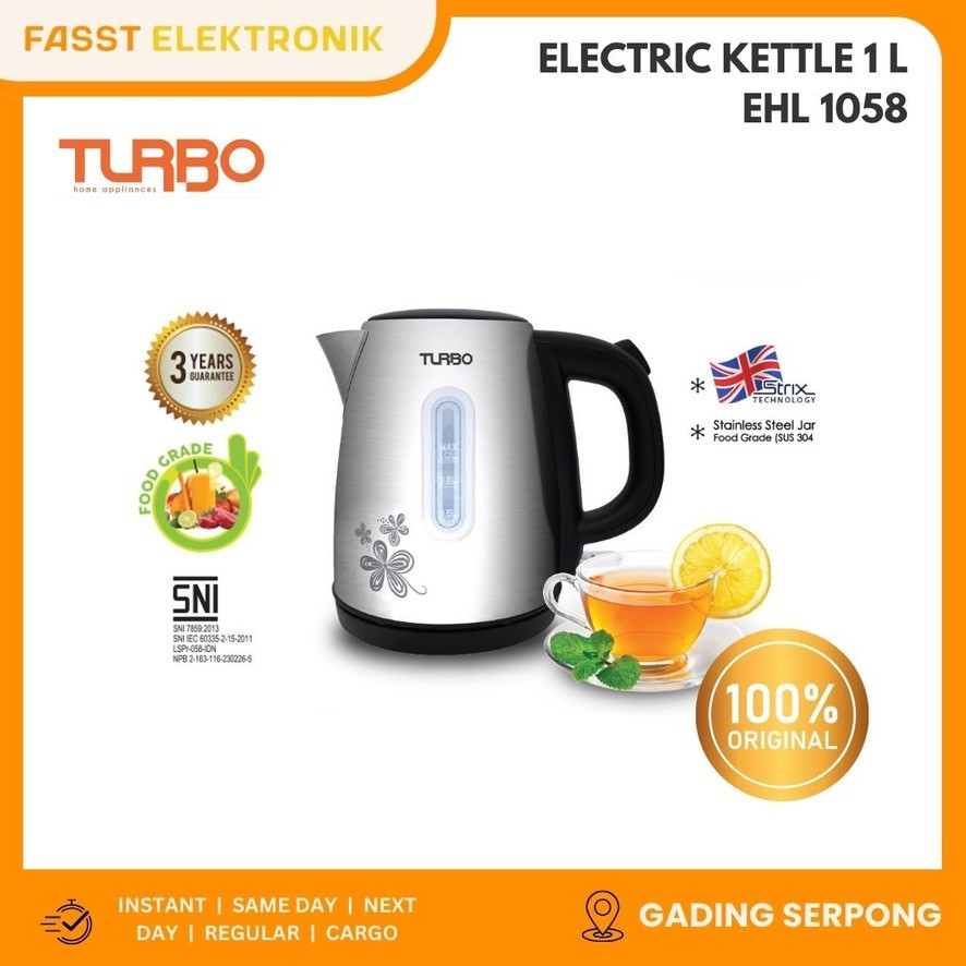 Jual TURBO Electric Kettle Stainless Teko Listrik 1 L EHL 1058 | Shopee Indonesia