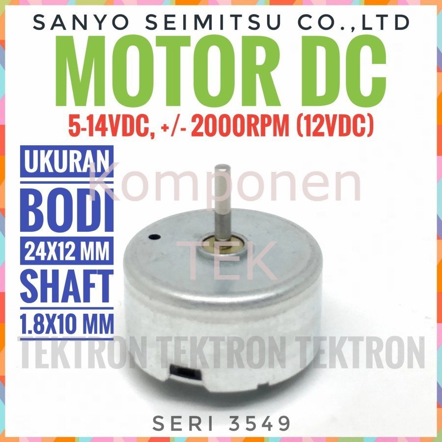 Jual Sanyo Motor DC 12V 2000rpm d 24m x t 12mm shaft 1.8mm | Shopee ...