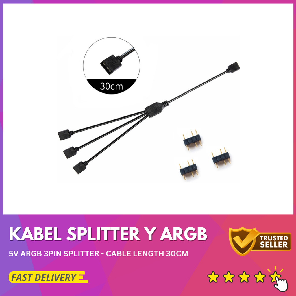 Jual Kabel ARGB 3 Pin Y Splitter | ARGB 3 Pin Extension Kabel Hub ...
