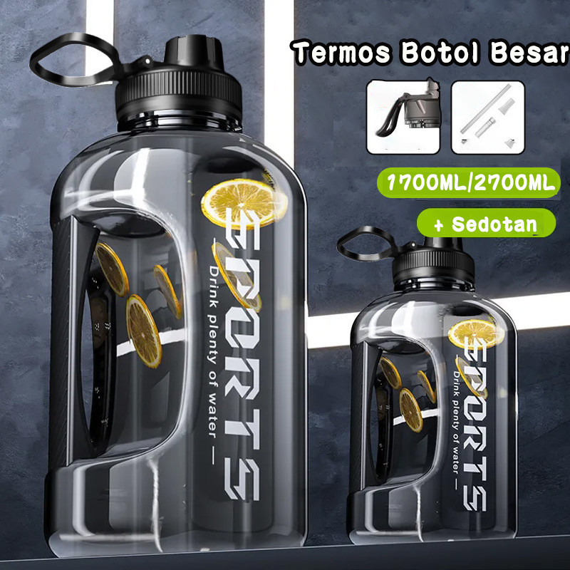 Jual 2.7L/1.7L Sport Water Bottle Termos Botol Minum Gym Fitness ...