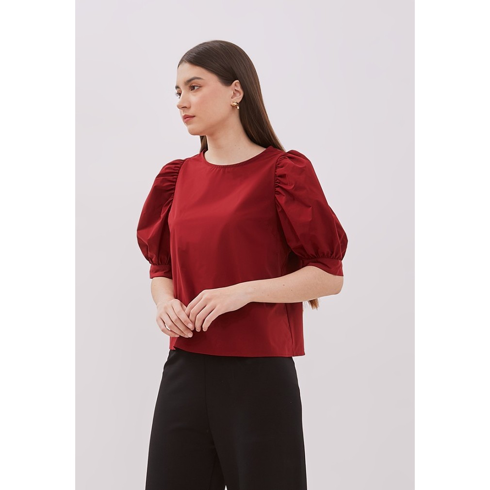 Jual VALINO Ladies Blouse Lengan Pendek Merah Maroon Wanita - D-CLGB13 ...