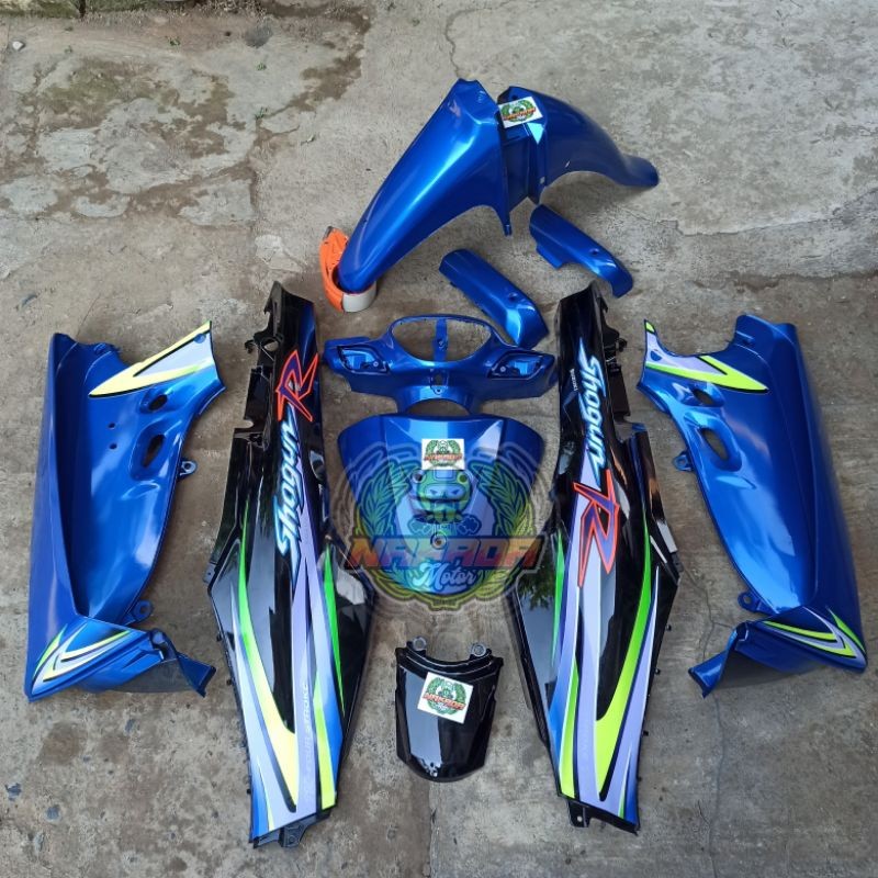 Jual FULLSET FULLSET COVER BODY SHOGUN 110 R NEW FULL SET HALUS BIRU ...